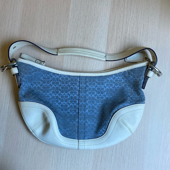 Coach | Bags | Vintage Coach Small Baby Blue Signature Canvas Handbag ...